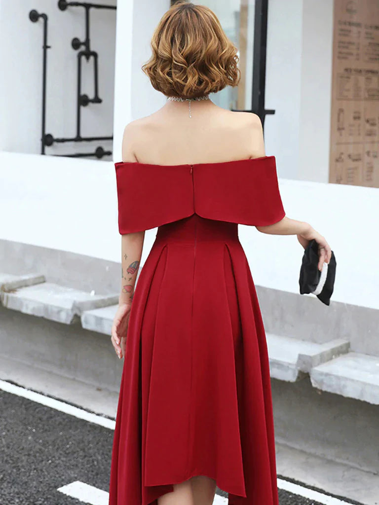 Off The Shoulder High Low Tea Length Prom Dresses – BL Dress