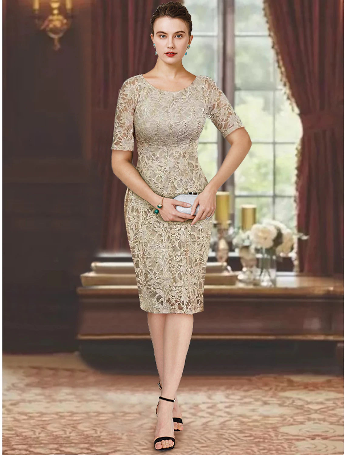 Two Piece Sheath / Column Mother of the Bride Dress Formal Wedding Gue ...